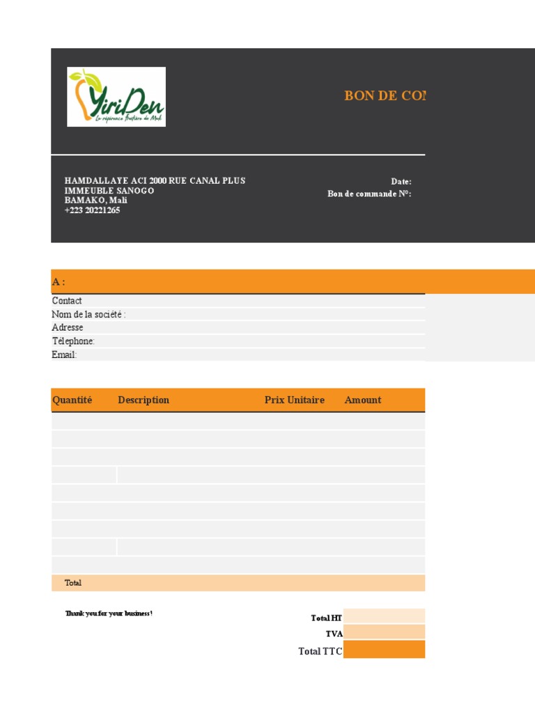 Bon de Commande Excel | PDF