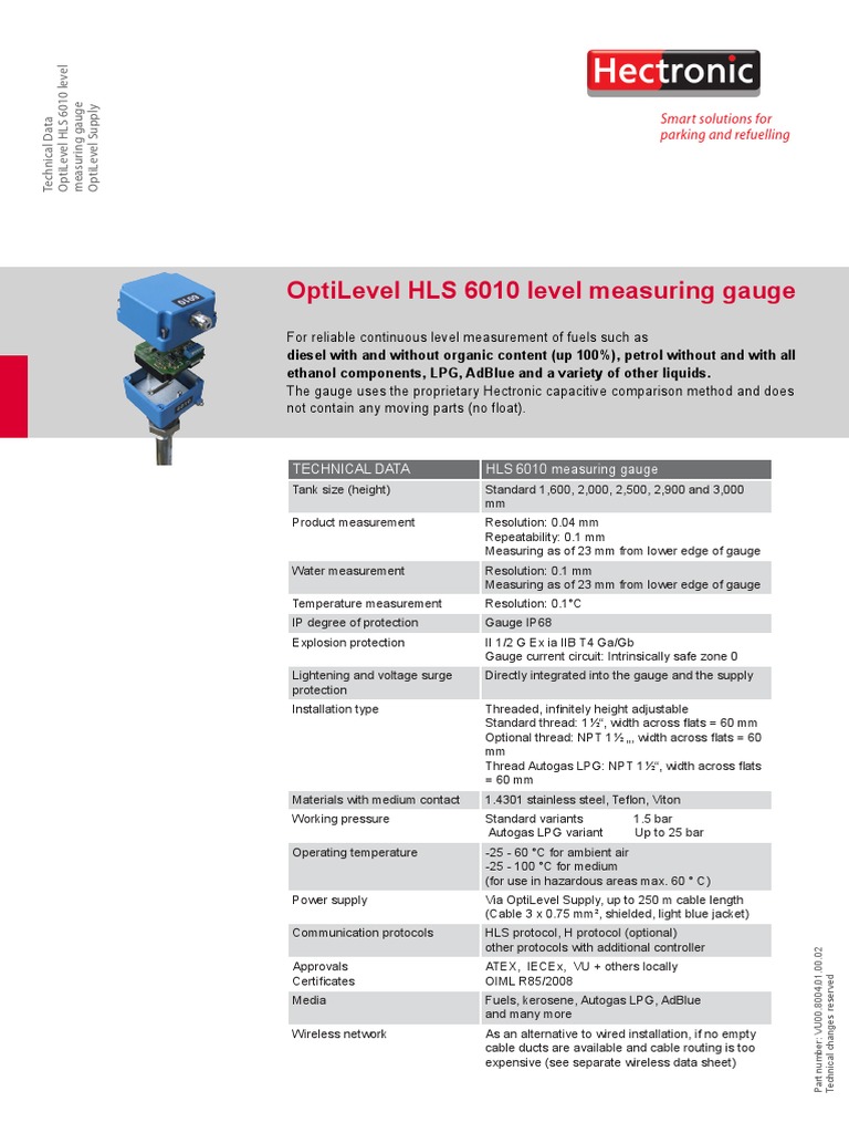 OptiLevel HLS 6010 Level Gauge Overview | PDF | Electrical Engineering ...