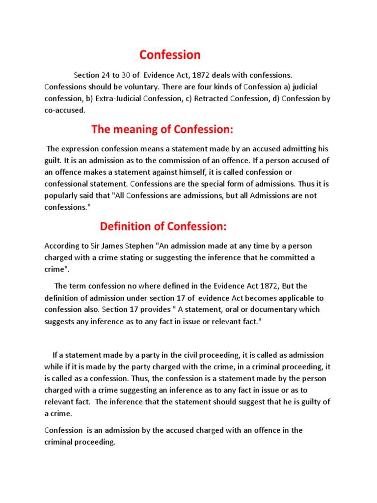 Confession: The Meaning of Confession | PDF | Confession (Law ...
