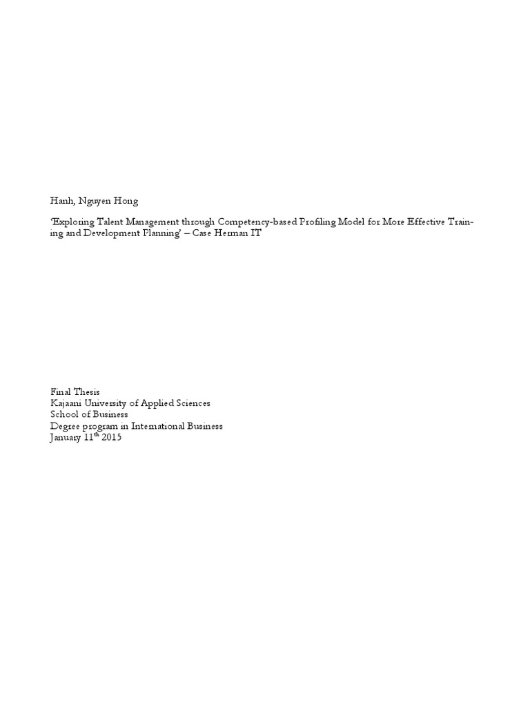 Talent Management Model for Herman IT | PDF | Competence (Human ...