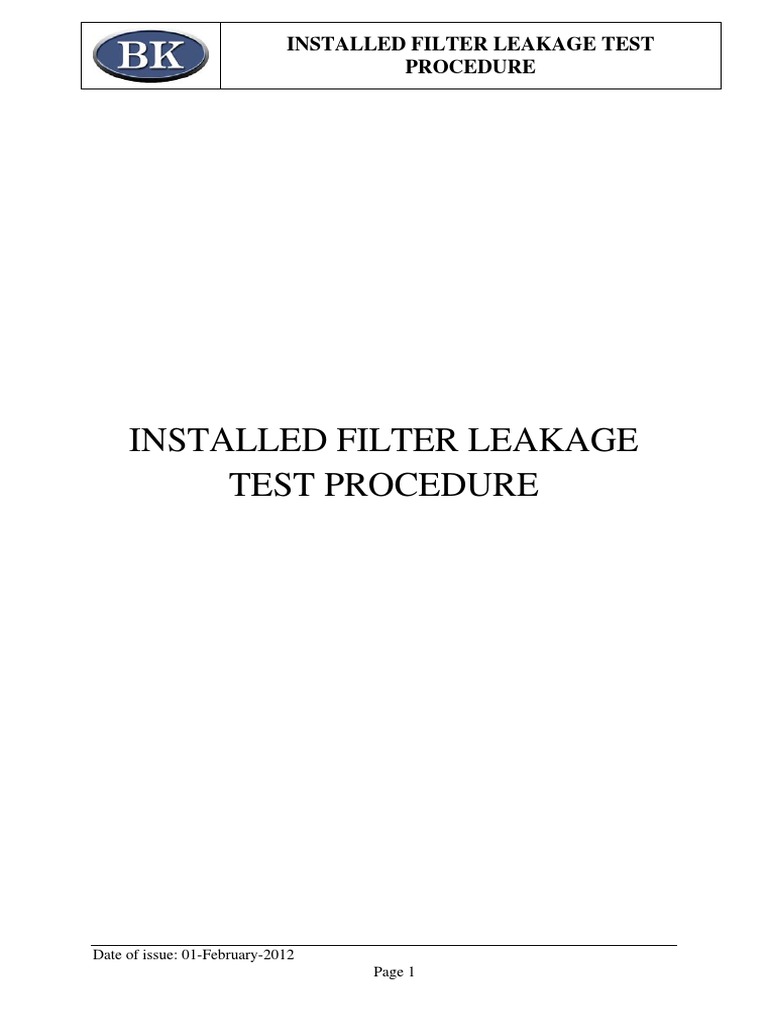 Installed Filter Test Procedure | PDF | Leak | Poisson Distribution