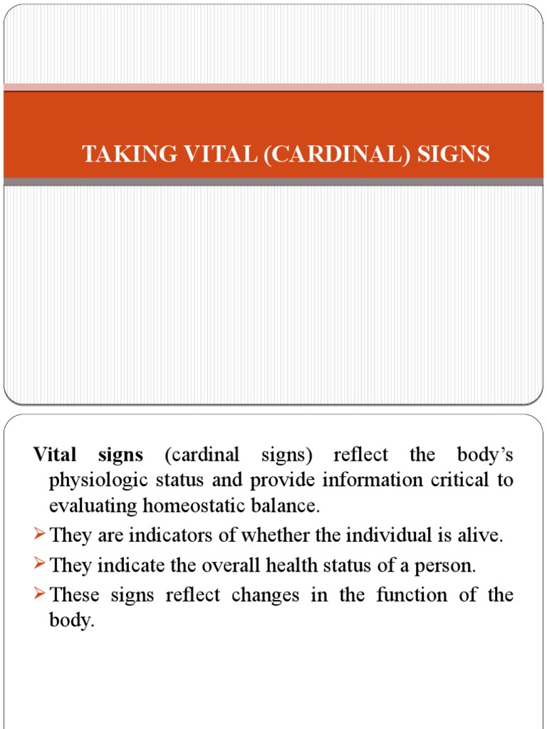 Taking Vital (Cardinal) Signs | PDF | Blood Pressure | Pulse