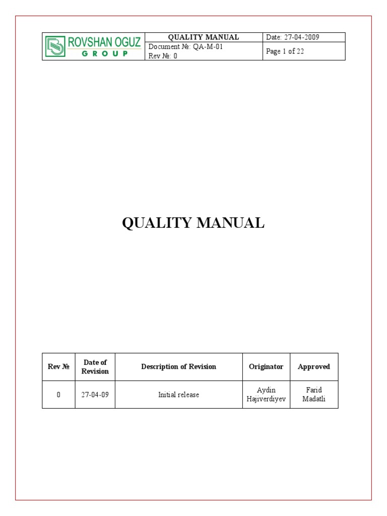 Quality Manual | Download Free PDF | Verification And Validation ...