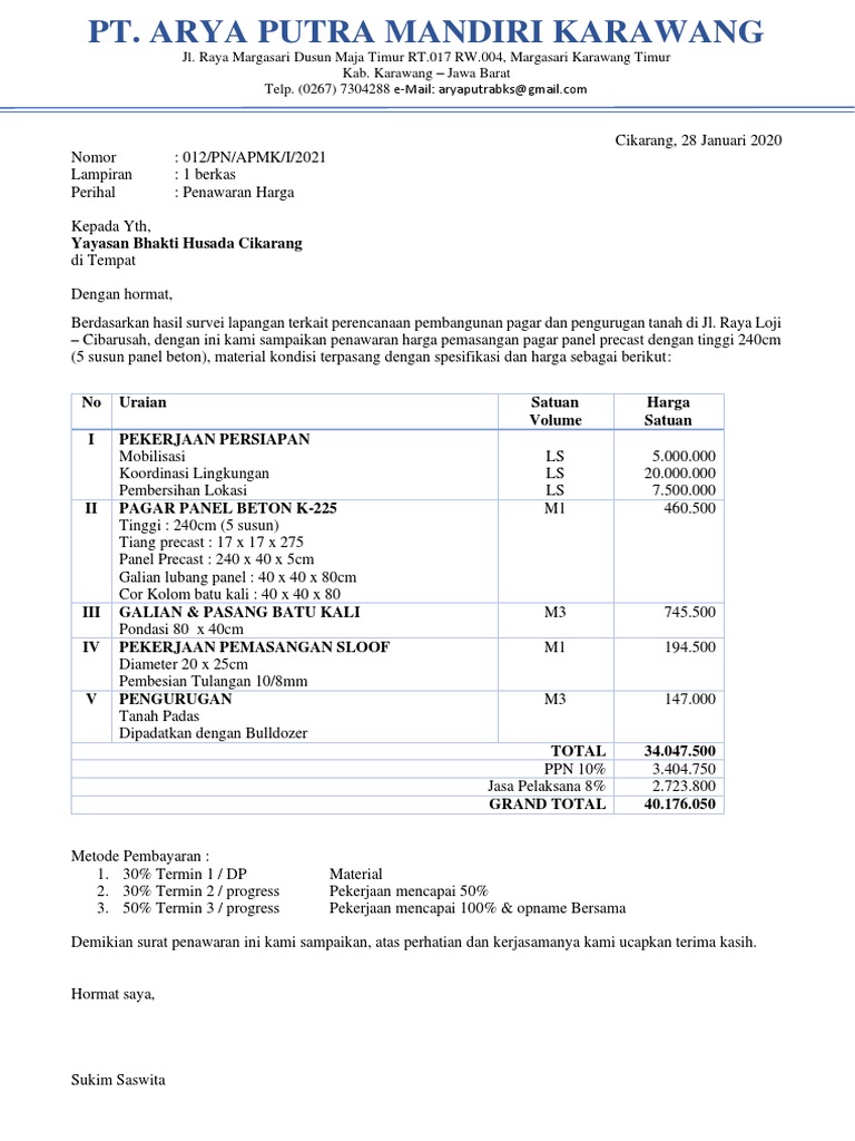SPH - Rev PT. ARYA PUTRA MANDIRI KARAWANG | PDF
