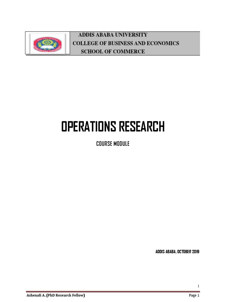 Operations Research Module | PDF | Operations Research | Linear Programming