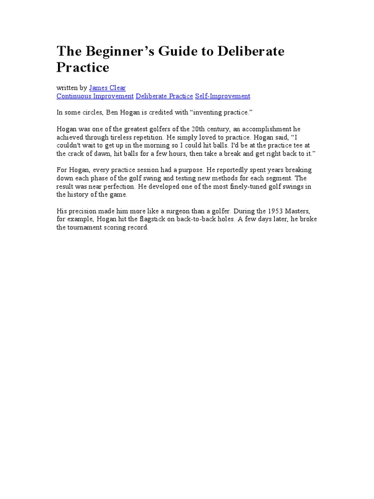 Mastering Golf Through Deliberate Practice | PDF