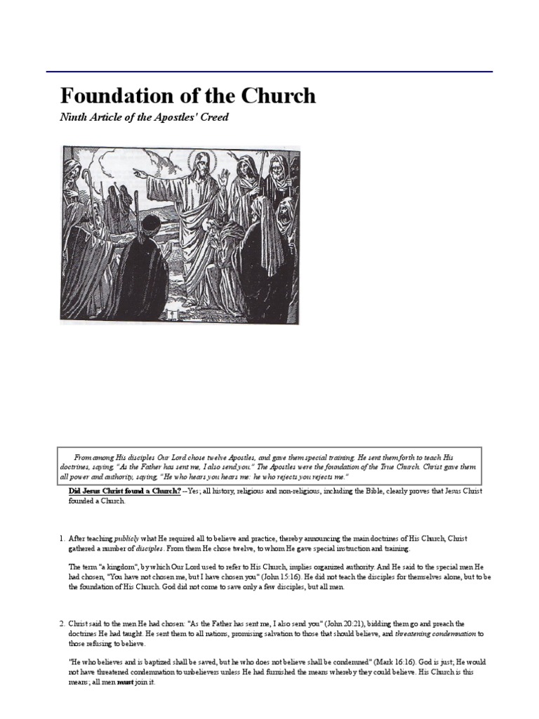 Complete Outline of Catholic Faith Part 2 Foundation of The Church | PDF