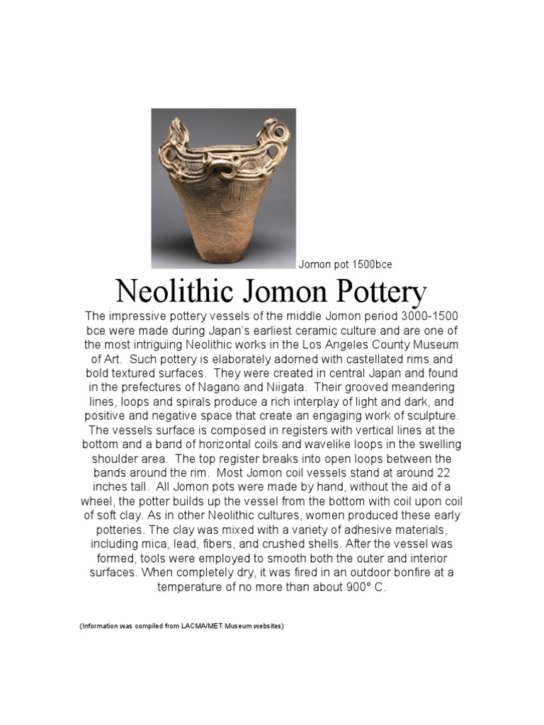Jomon Pottery: Neolithic Japanese Art | PDF