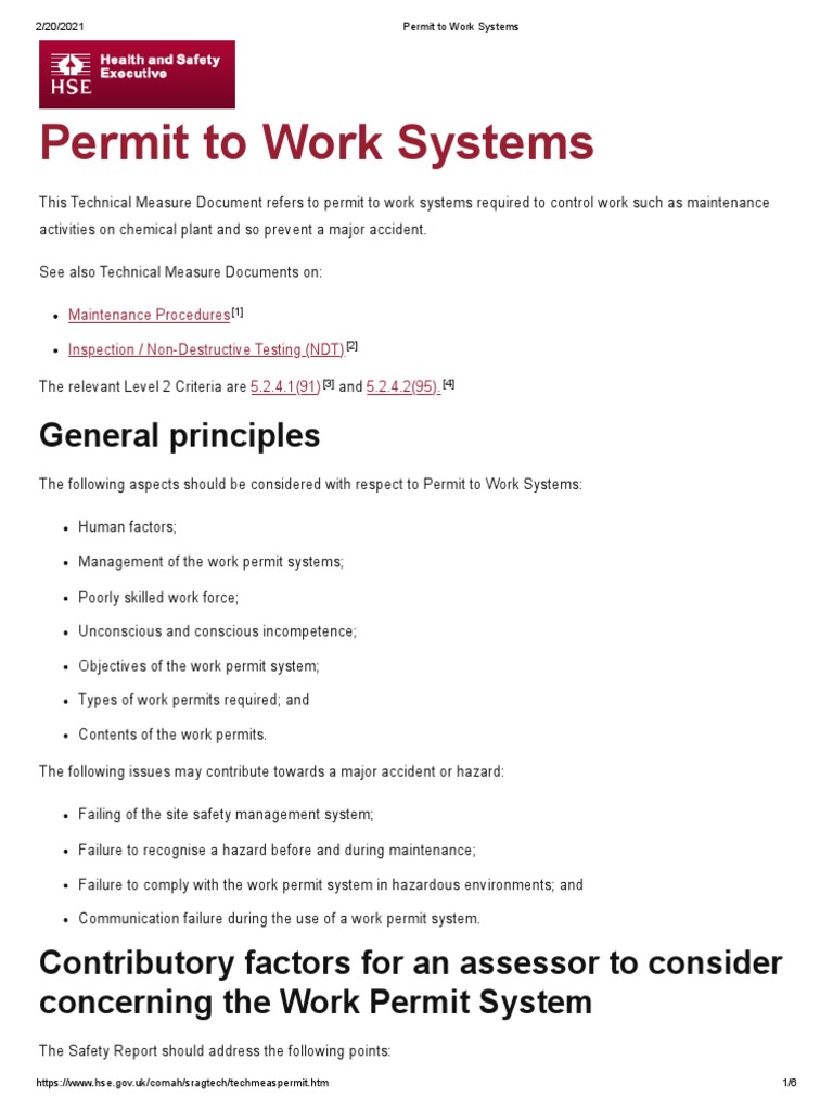 Permit To Work Systems | PDF | Hazards | Workplace