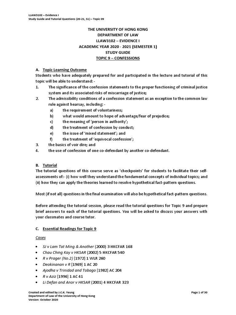 Confessions in Criminal Justice: Study Guide | PDF | Confession (Law ...