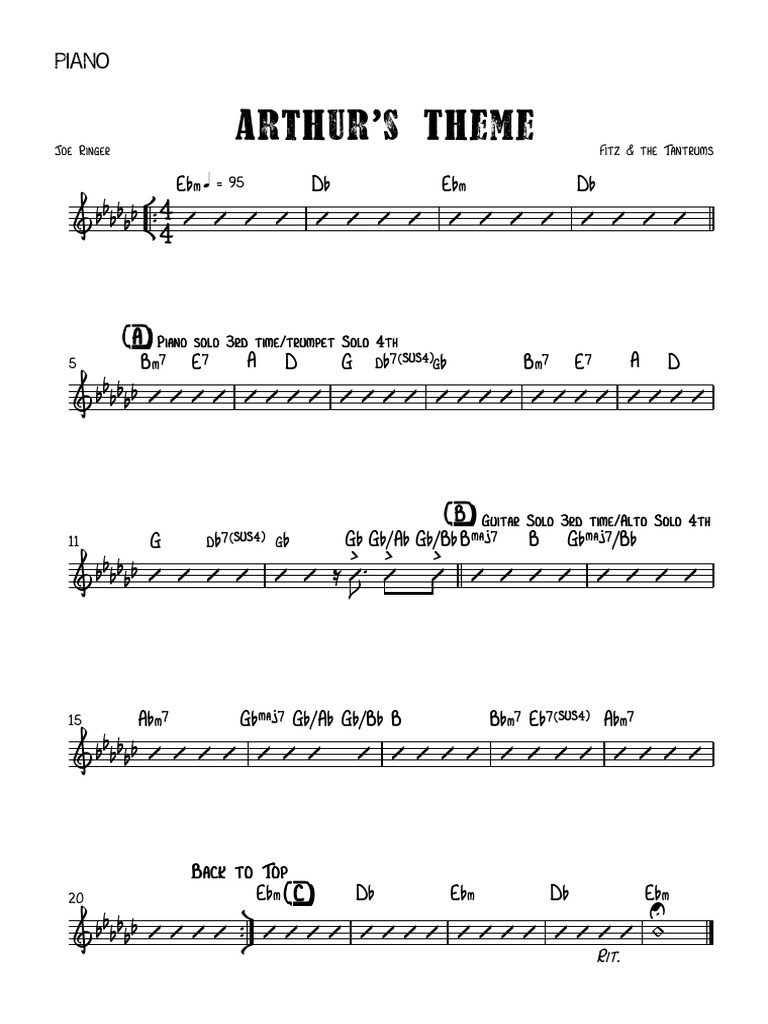 Arthur's Theme Revised (Ebm) - Piano | PDF