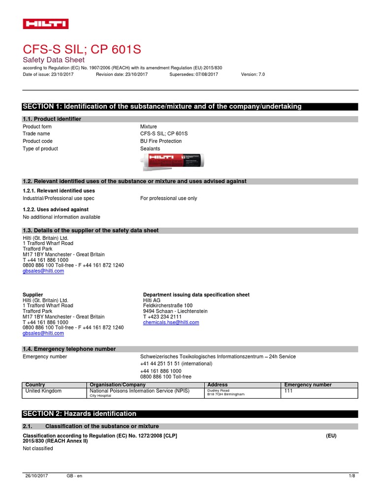 MSDS CP 601s | PDF | Dangerous Goods | Toxicity