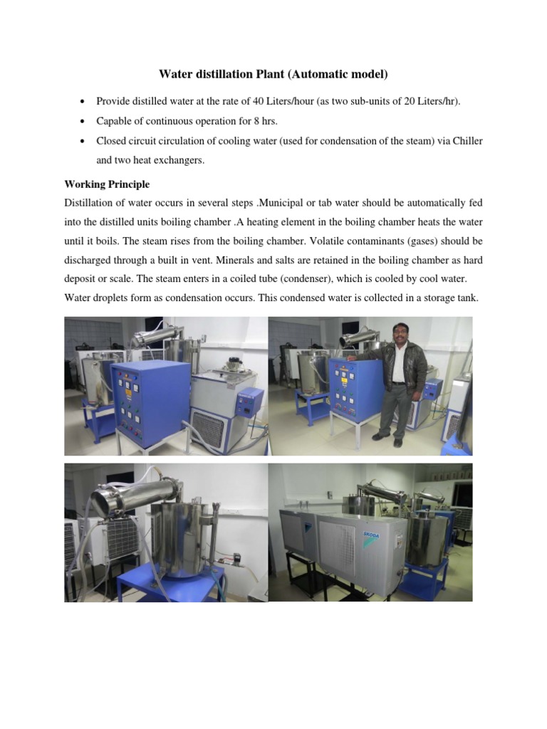Automatic Water Distillation Plant | PDF