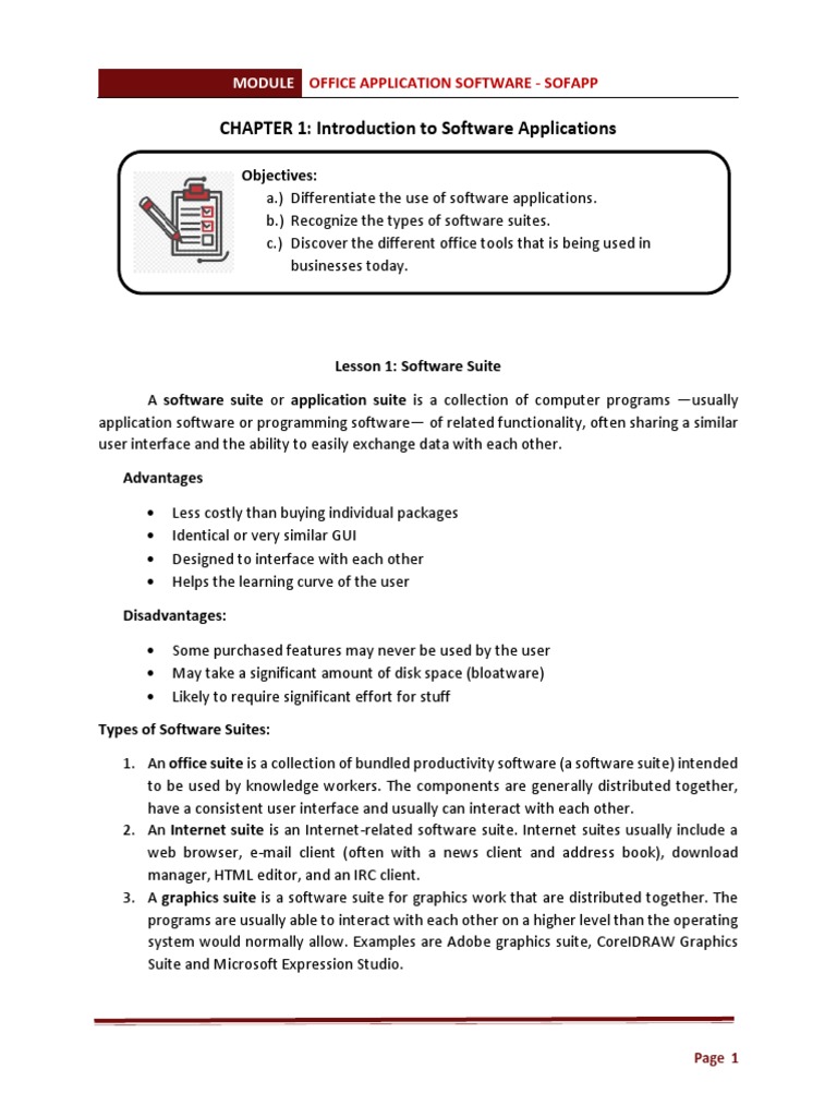 CHAPTER 1: Introduction To Software Applications: Objectives | PDF ...
