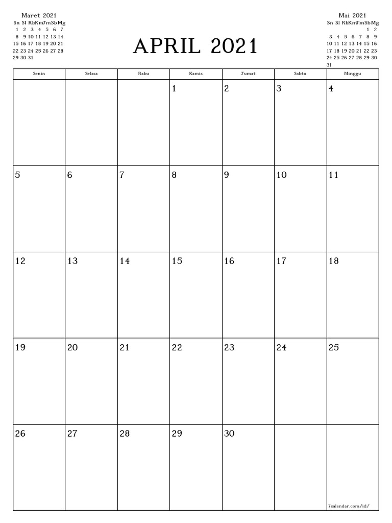 Calendar 4 2021 P A4 7calendar | PDF