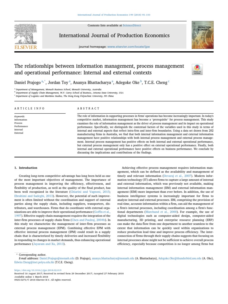 International Journal of Production Economics | PDF | Supply Chain ...