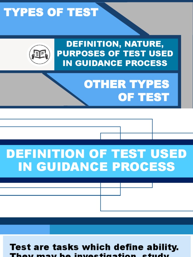 Types of Test: Definition, Nature, Purposes of Test Used in Guidance ...