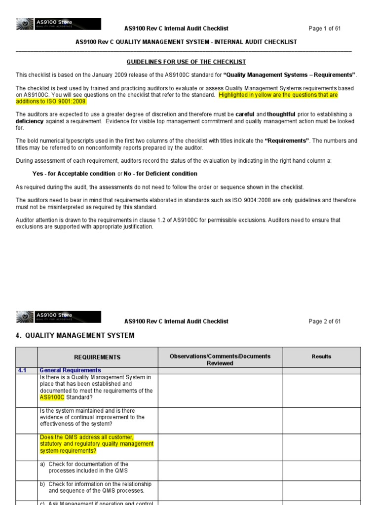 AS9100c-IA Checklist | PDF | Quality Management System | Audit