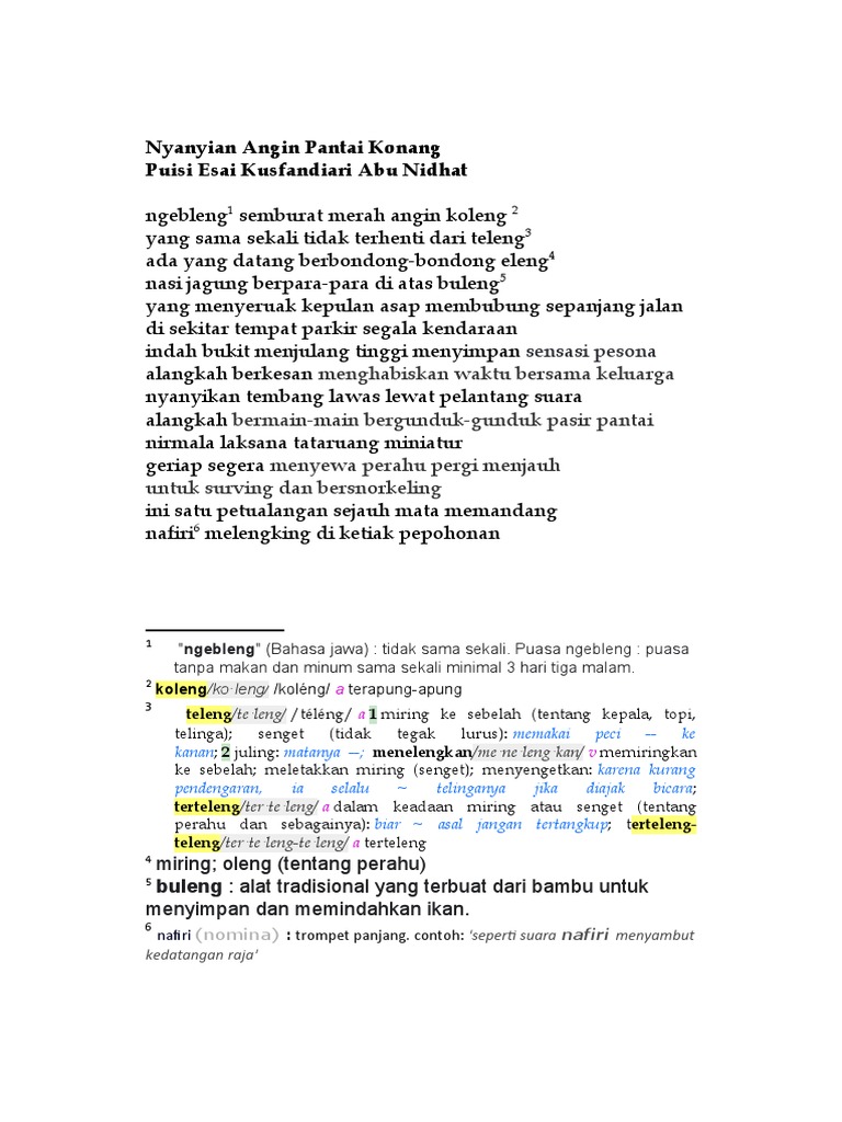 Puisi Abu Nidhat - Nyanyian Angin Pantai Konang | PDF