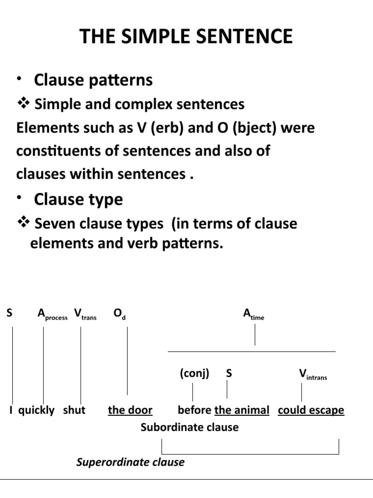 The Simple Sentence: Clause Patterns | PDF