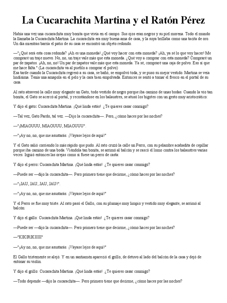 La Cucarachita Martina y Pérez | PDF