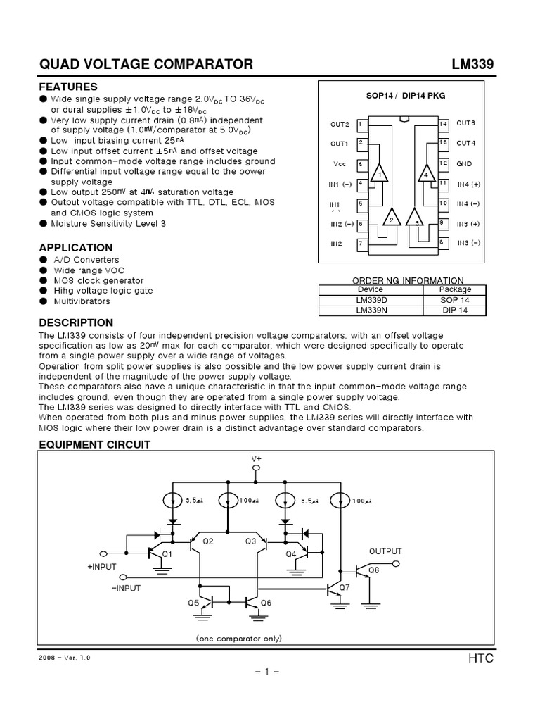 Quad Voltage Comparator LM339: Features | PDF | Electrical Engineering ...