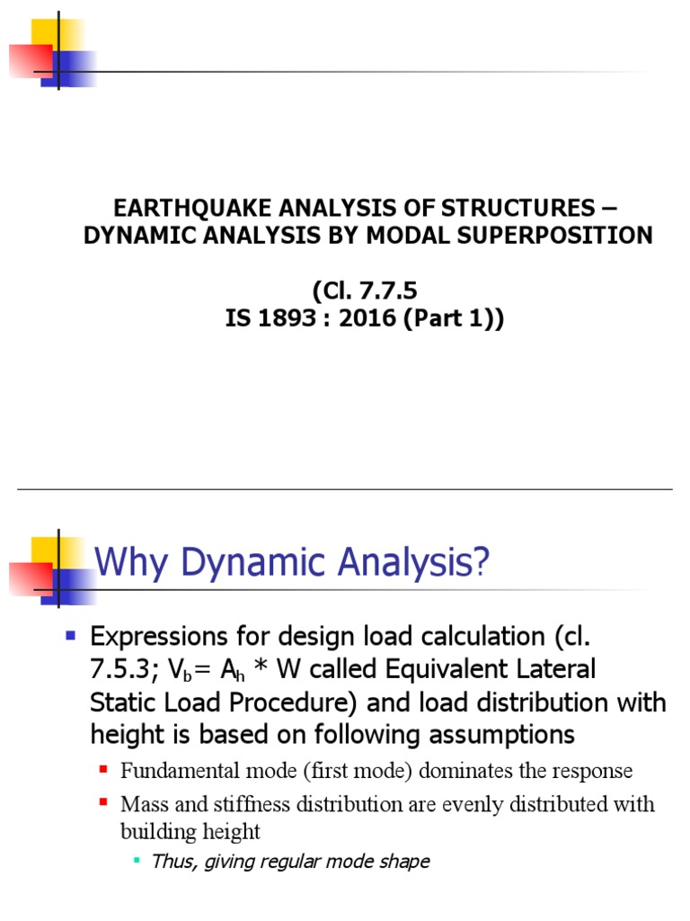 Earthquake Dynamic Analysis Overview | PDF | Classical Mechanics ...
