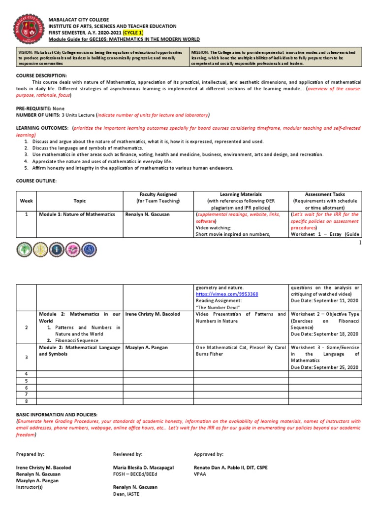 Format Modular OBTL Plan | PDF | Teaching Mathematics | Learning