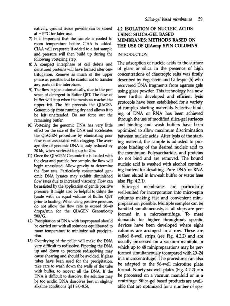 Isolation of Nucleic Acids Using Silica-Gel Based Membranes Methods ...
