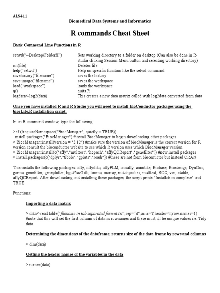 R Function Cheat Sheet | PDF | Directory (Computing) | Matrix (Mathematics)