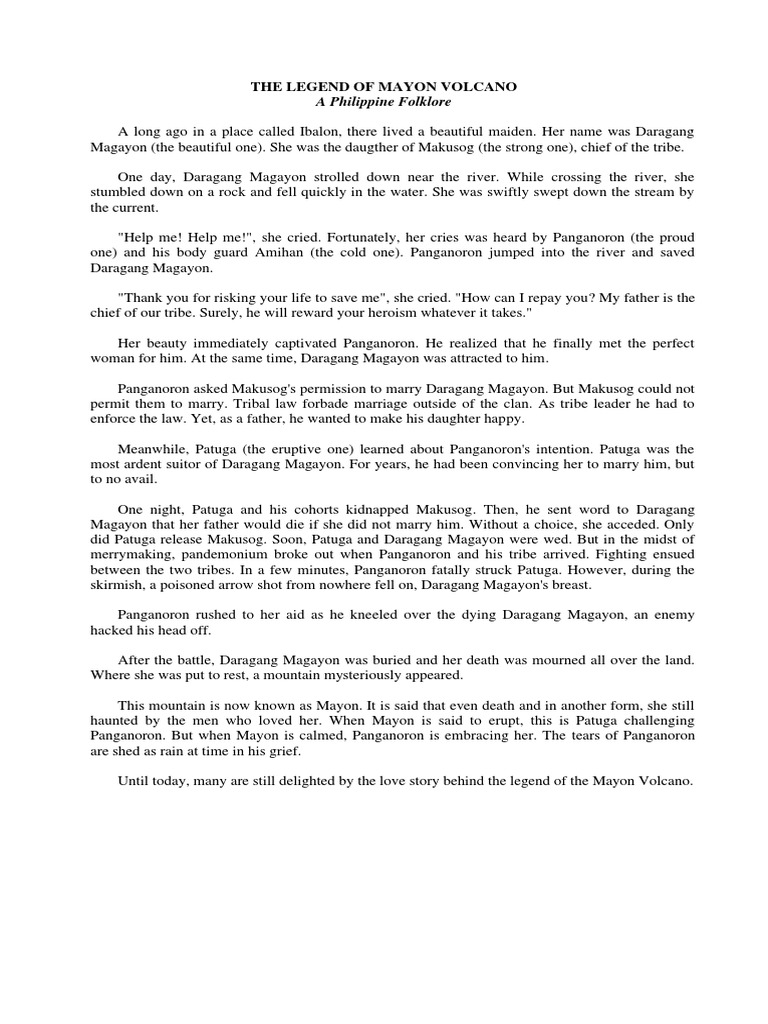 The Legend of Mayon Volcano | PDF