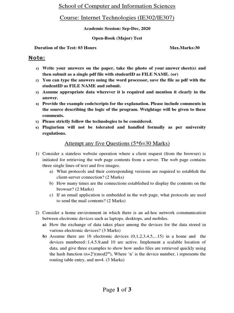 Internet Technologies Major Test Guidelines | PDF | World Wide Web ...