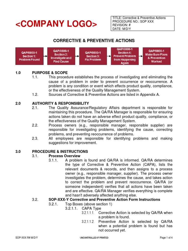 Capa Sop Example | PDF | Business Process | Quality