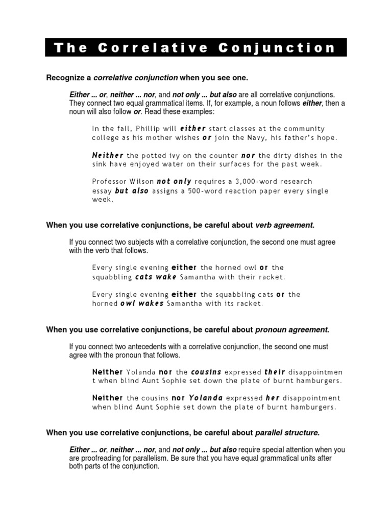 Correlative Conjunction | PDF | Pronoun | Verb