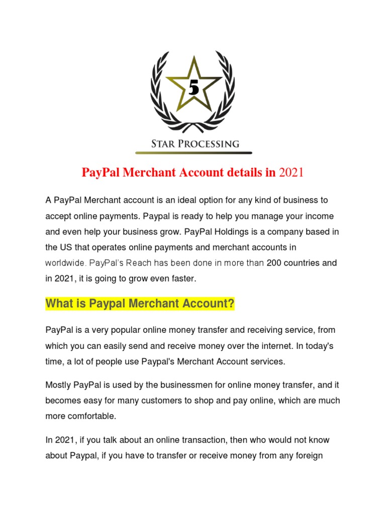 PayPal Merchant Account Details in 2021 | PDF | Pay Pal | Payments