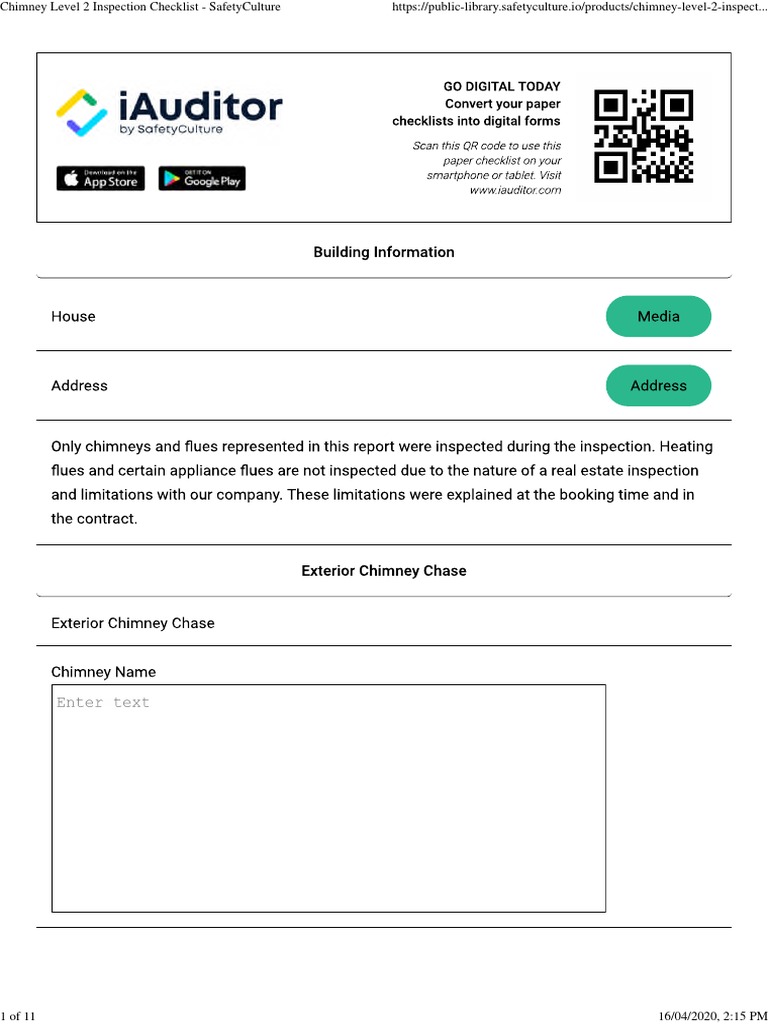 Level 2 Chimney Inspection Checklist | PDF | Home & Garden | Technology ...