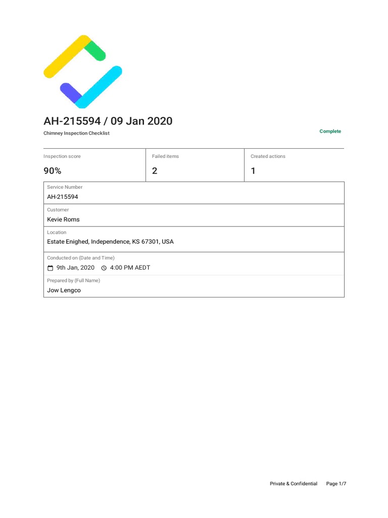 Chimney Inspection Checklist 90% Failed | PDF | Chimney | Fireplace