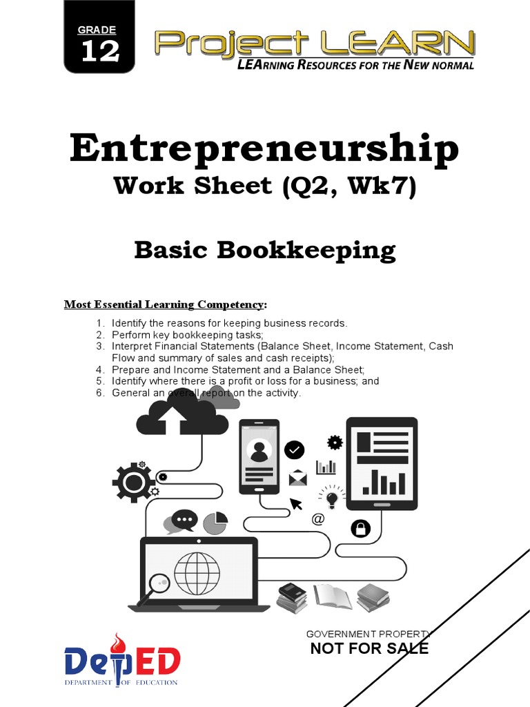 Entrep WRKSHT 7 Q2 Basic Bkkpng. | PDF | Debits And Credits | Bookkeeping
