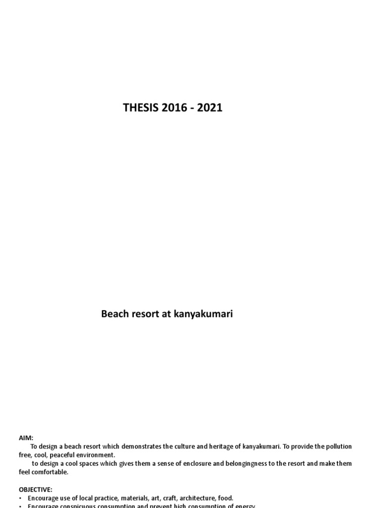 Synopsis Thesis Beach Resort | PDF | Sustainable Design | Tourism