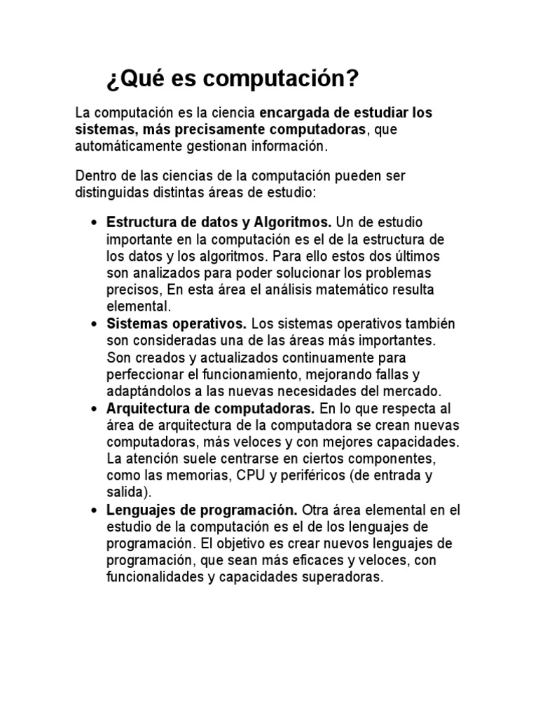 Qué Es La Computación | PDF | Ciencias de la Computación | Lenguaje de ...