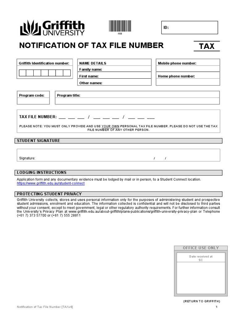 Tax File Number Notification Form | PDF