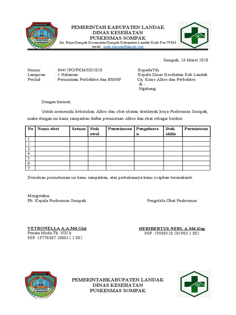 Form Permintaan Obat Ke GFK | PDF