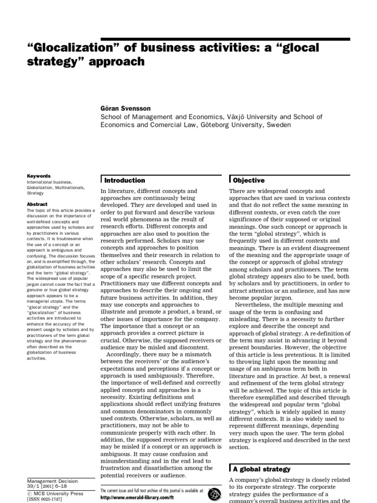 “Glocalization”_of | Strategic Management | Globalization