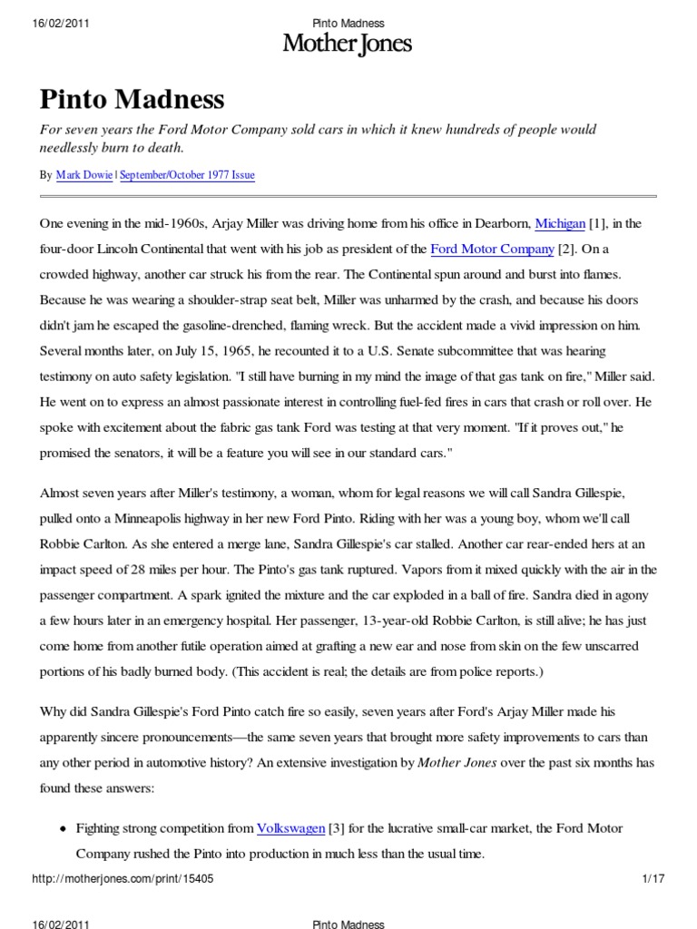 Pinto Madness | Download Free PDF | National Highway Traffic Safety ...