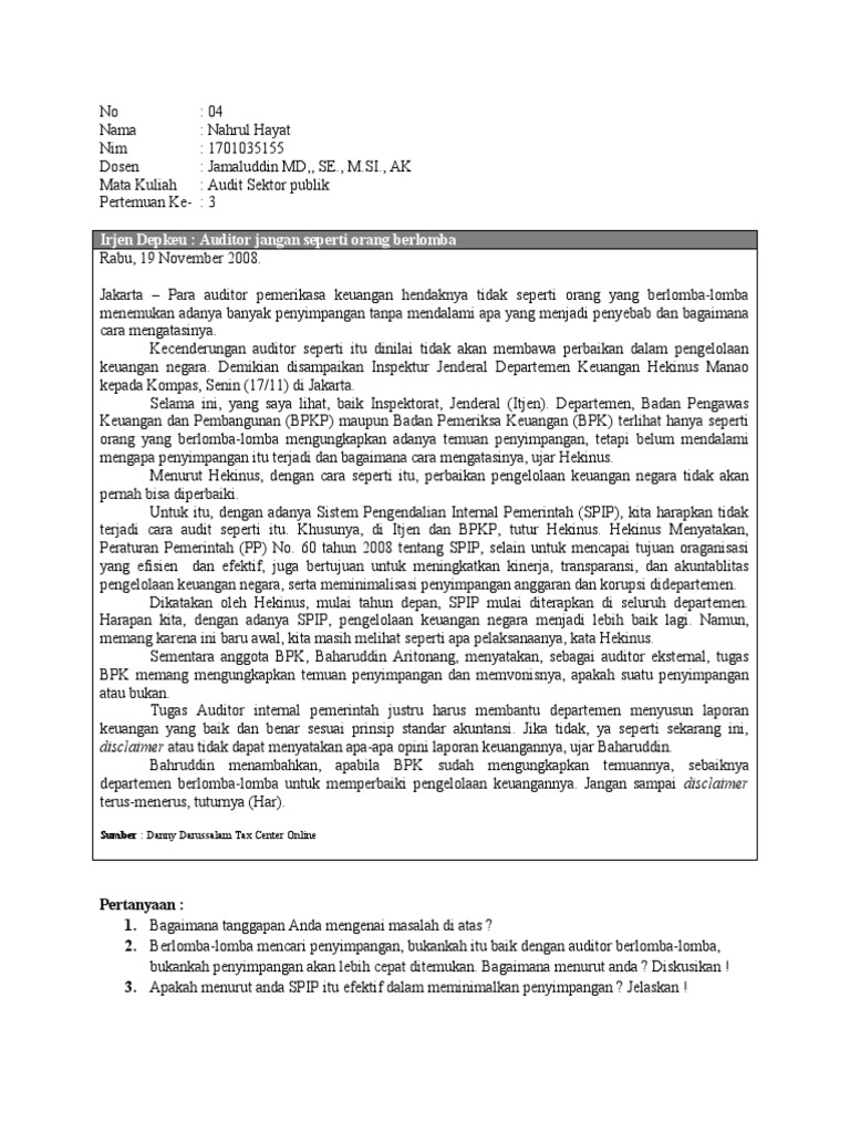 04 Nahrul Hayat 1701035155 Studi Kasus BAB 1 ASP | PDF