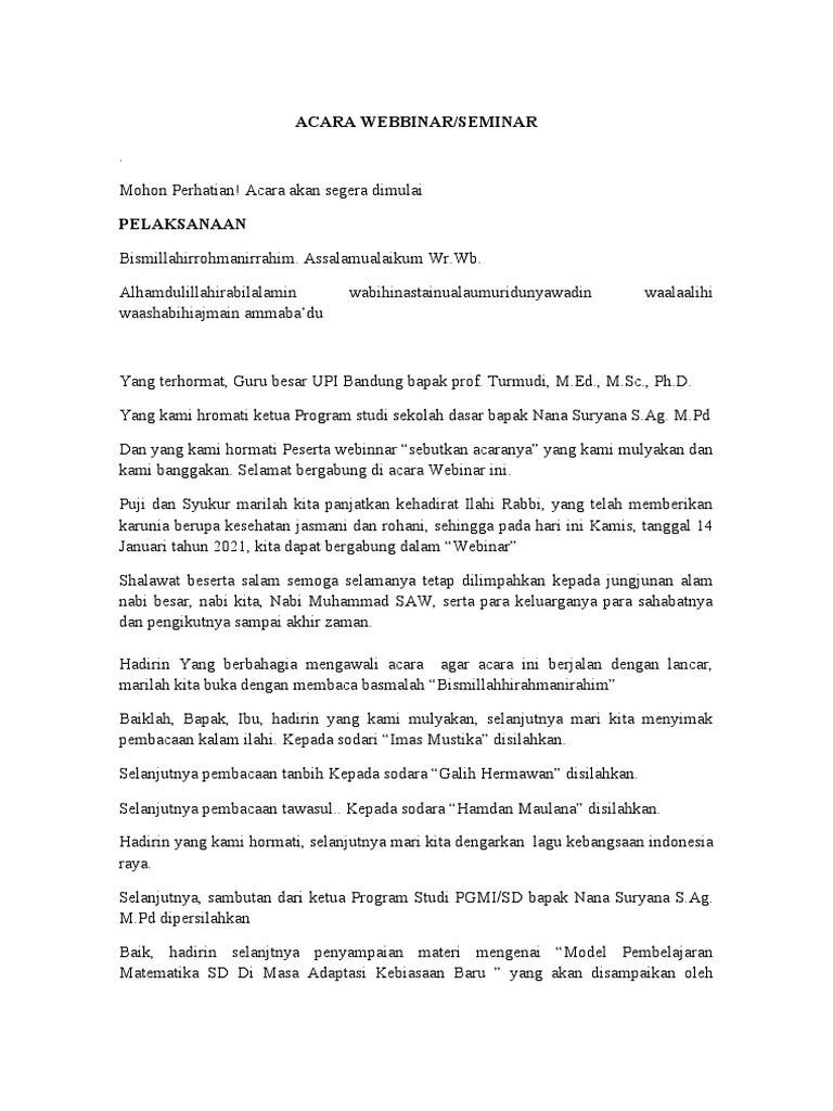 Teks MC Webinar | PDF