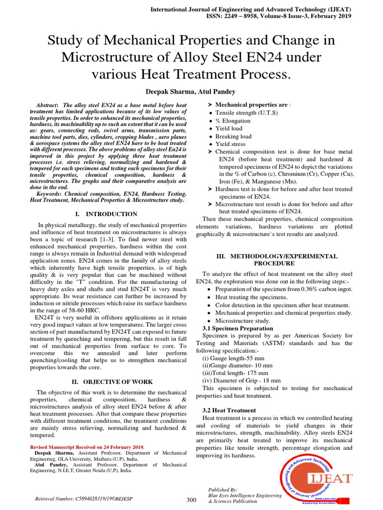 Study of Mechanical Properties and Change in Microstructure of Alloy ...