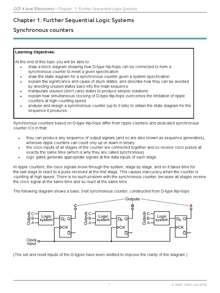 Chapter 1: Further Sequential Logic Systems Synchronous Counters | PDF ...