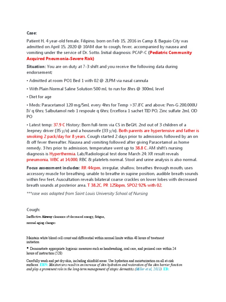 Case Scenario (Pedia) | PDF | Medicine | Diseases And Disorders