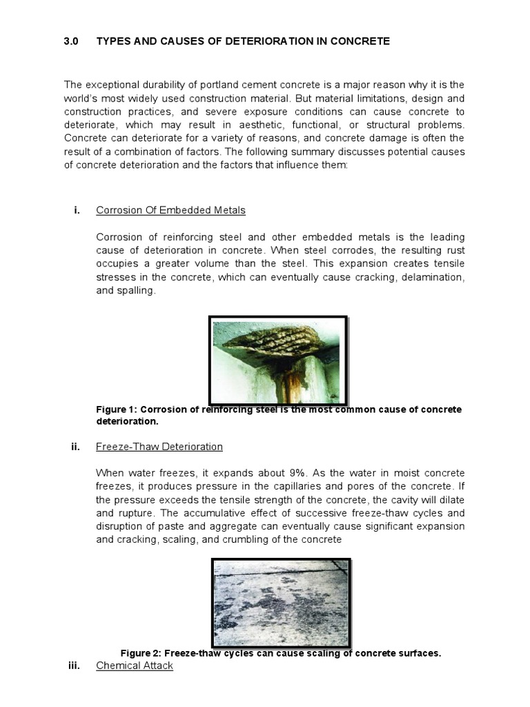 3.0 Types and Causes of Deterioration in Concrete | PDF | Wear | Corrosion